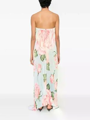 L'IDEE Floral Pleated Maxi Dress - Blue