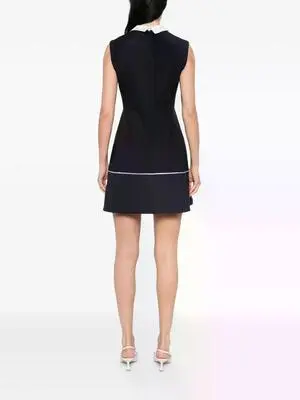 Maje Flared Mini Dress With Crystal Embellished Peter Pan Collar