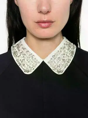 Maje Flared Mini Dress With Crystal Embellished Peter Pan Collar