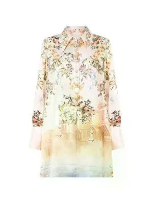 Camilla Floral-print Mini Shirt Dress