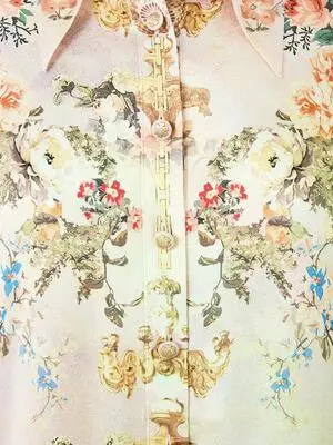 Camilla Floral-print Mini Shirt Dress