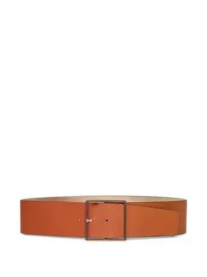 Max Mara Square-Buckle Leather Belt Brown