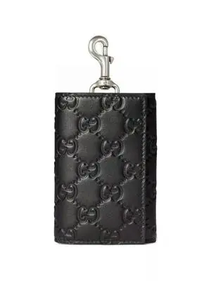 Gucci Embossed Leather Keychain - Black