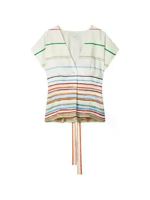 Paul Smith Striped V-neck Top With Tie Waist