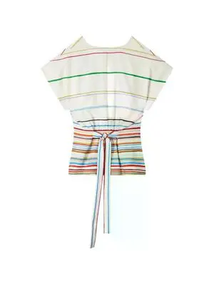 Paul Smith Striped V-neck Top With Tie Waist