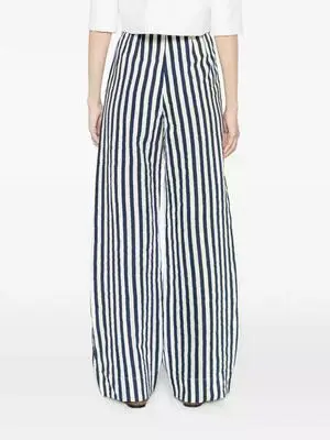 Maje Palais Striped Linen Crêpe Wide-leg Trousers - Blue