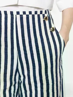 Maje Palais Striped Linen Crêpe Wide-leg Trousers - Blue