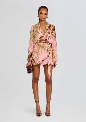 Rococo Sand Fawn Mini Dress With Detachable Belt - Pink