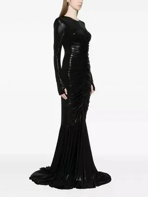 Norma Kamali Long-sleeve Ruched Maxi Dress
