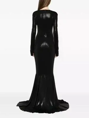 Norma Kamali Long-sleeve Ruched Maxi Dress