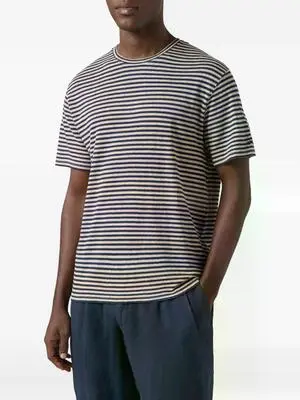 MC2 SAINT BARTH Striped Dover Cotton T-shirt With Logo Embroidery - Blue