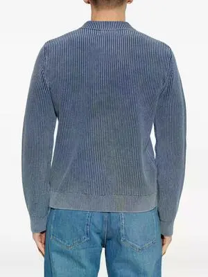 SAMSOE SAMSOE Saearl Ribbed Zip-fastening Polo Shirt - Blue
