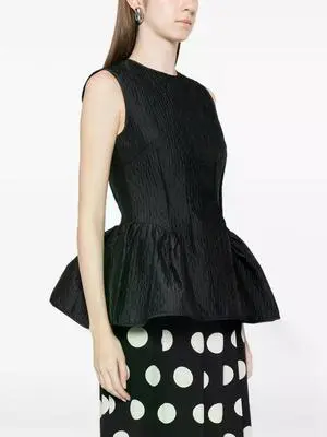 Cecilie Bahnsen Textured Peplum Top - Black