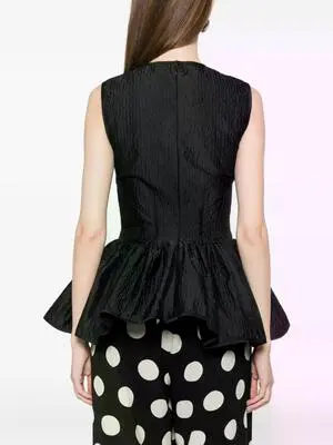 Cecilie Bahnsen Textured Peplum Top - Black
