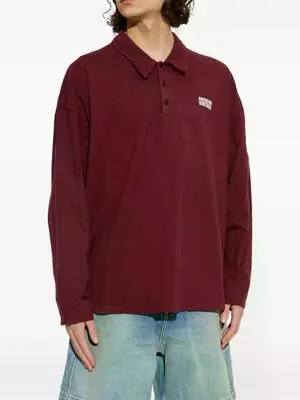 American Vintage Gixy Long-sleeved Polo Shirt - Red