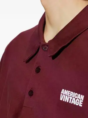American Vintage Gixy Long-sleeved Polo Shirt - Red