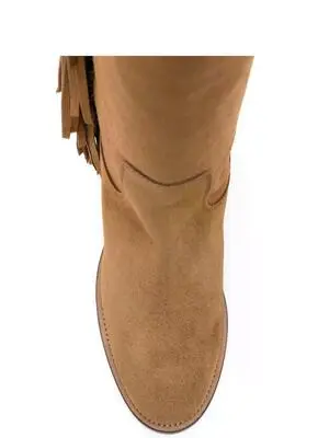 VIA ROMA 15 Fringe-detail Knee Length Boots - Brown