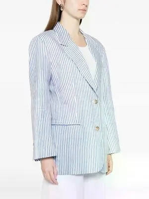 WHITE SAND Striped Jacket With Pockets