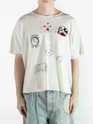 PALY Graphic Print Distressed Cotton T-shirt
