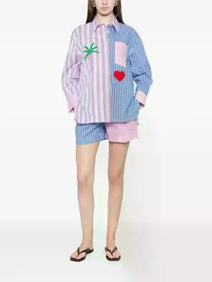 SUSANNA BLU Striped Embroidered Shorts