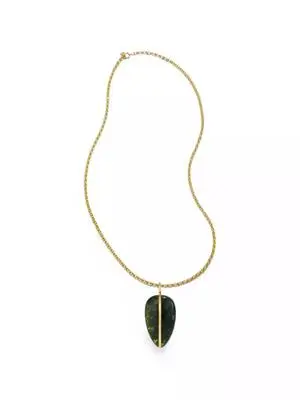 BY PARIAH 14ct Gold Chain Necklace With Agate Pendant - Green