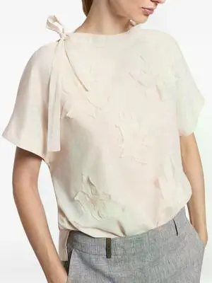 Peserico Floral Tie Neck Top
