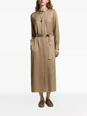 Peserico Satin Midi Shirt Dress - Neutrals