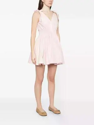Maje Cotton Flared Mini Dress With V-neck And Button Detail
