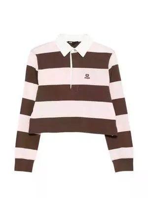 Maje Striped Cropped Polo Top