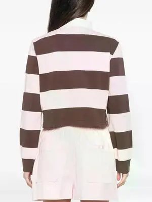 Maje Striped Cropped Polo Top