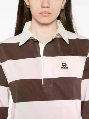Maje Striped Cropped Polo Top