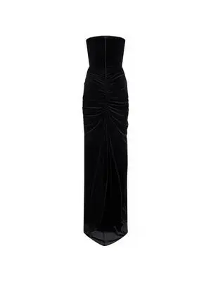 Alex Perry Strapless Gathered-detail Maxi Dress - Black