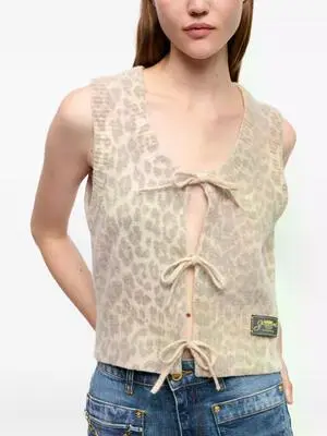 GANNI Animal-print Knit Vest - Neutrals
