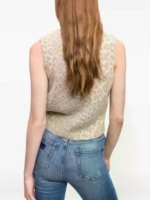 GANNI Animal-print Knit Vest - Neutrals