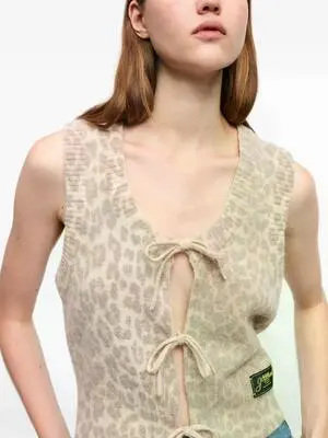 GANNI Animal-print Knit Vest - Neutrals