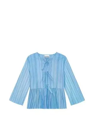 GANNI Striped Tie-detail Blouse