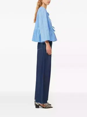 GANNI Striped Tie-detail Blouse