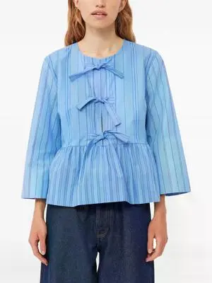 GANNI Striped Tie-detail Blouse
