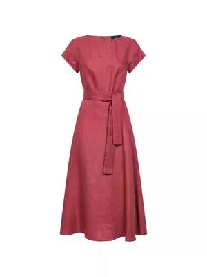 Max Mara Cap-sleeve Belted Midi Dress - Red