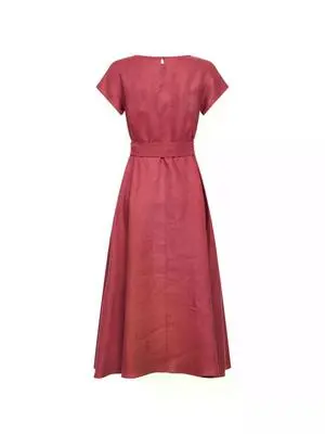 Max Mara Cap-sleeve Belted Midi Dress - Red