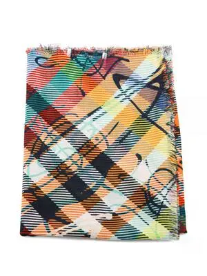 VIVIENNE WESTWOOD Plaid Fringed Scarf - Orange