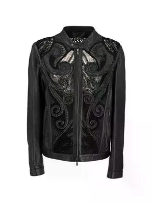 John Richmond Vintage Embossed Leather Jacket