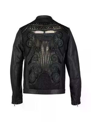 John Richmond Vintage Embossed Leather Jacket