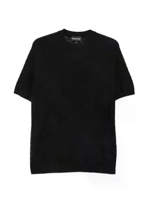 Emporio Armani Short-sleeved Jacquard Sweater - Blue