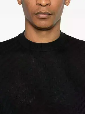 Emporio Armani Short-sleeved Jacquard Sweater - Blue