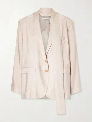 Acne Studios Oversized Scarf-detailed Checked Twill Blazer - Neutrals