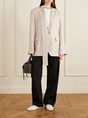 Acne Studios Oversized Scarf-detailed Checked Twill Blazer - Neutrals