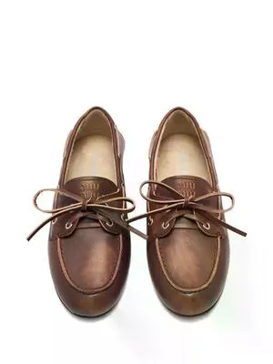 Miu Miu Lace-up Boat Shoes - Brown