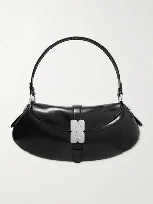 GANNI Kat Recycled Leather-blend Shoulder Bag - Black