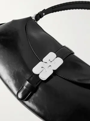 GANNI Kat Recycled Leather-blend Shoulder Bag - Black